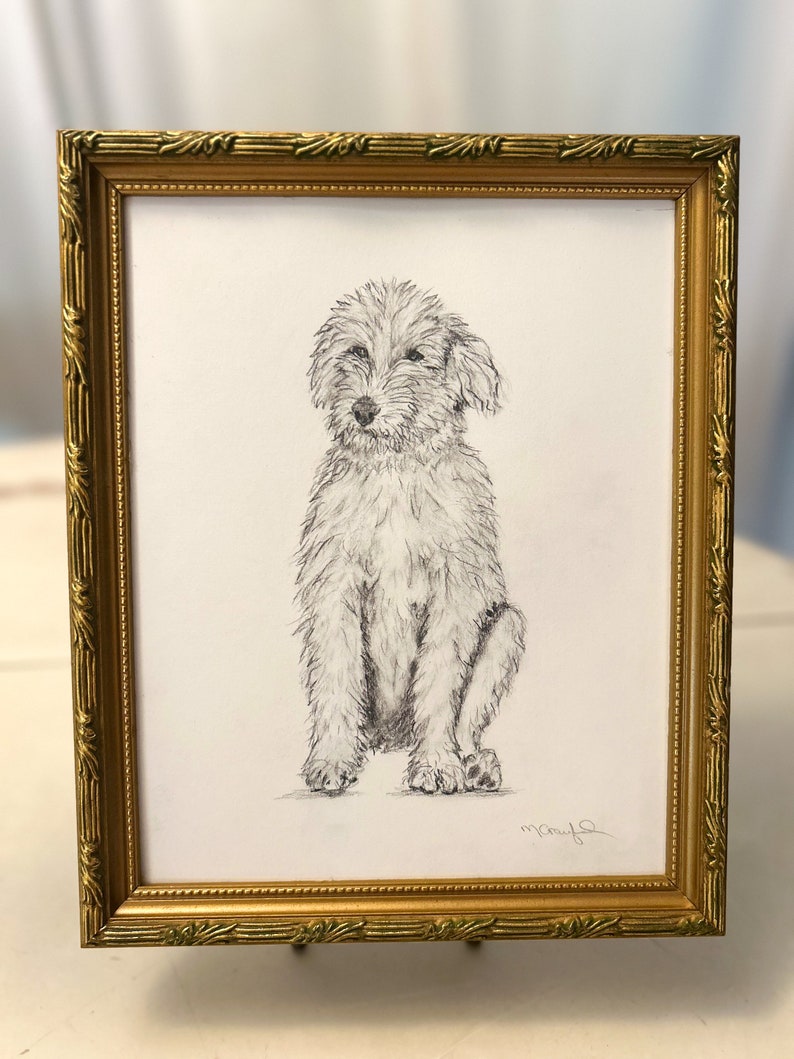 Dog Doodle Puppy Pencil Sketch Vintage Inspired Scruffy Dog 8x10 Simple ...