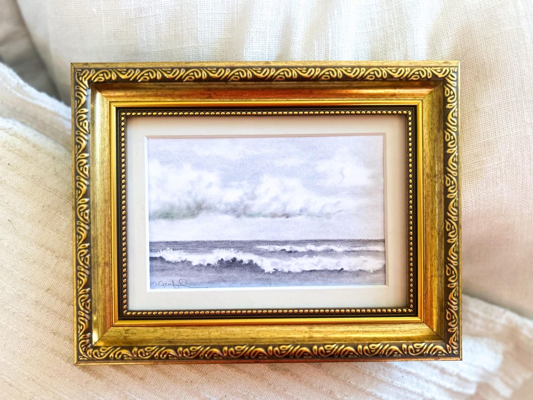 Charcoal Ocean Drawing | Original Charcoal Sketch | Framed Artwork Not ...