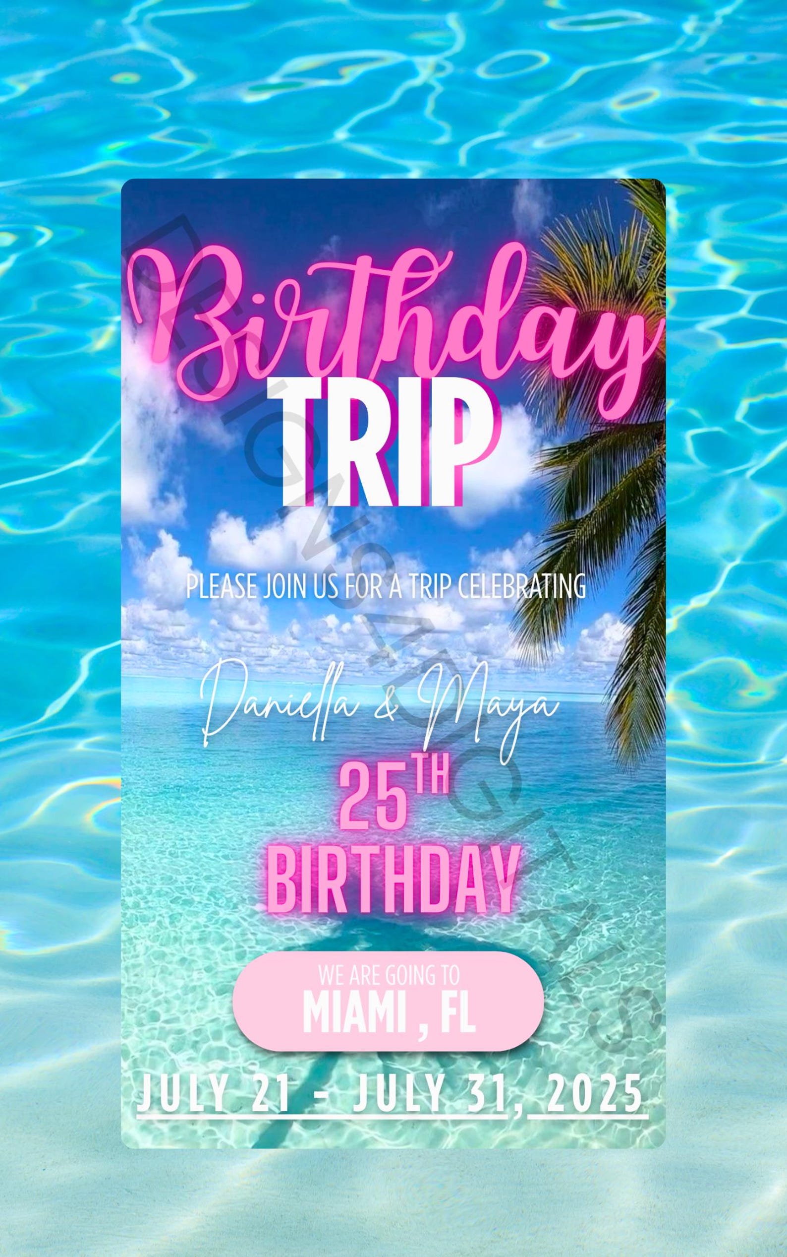 Pink Birthday Trip Invitation for Women | Editable Canva Girls Getaway ...