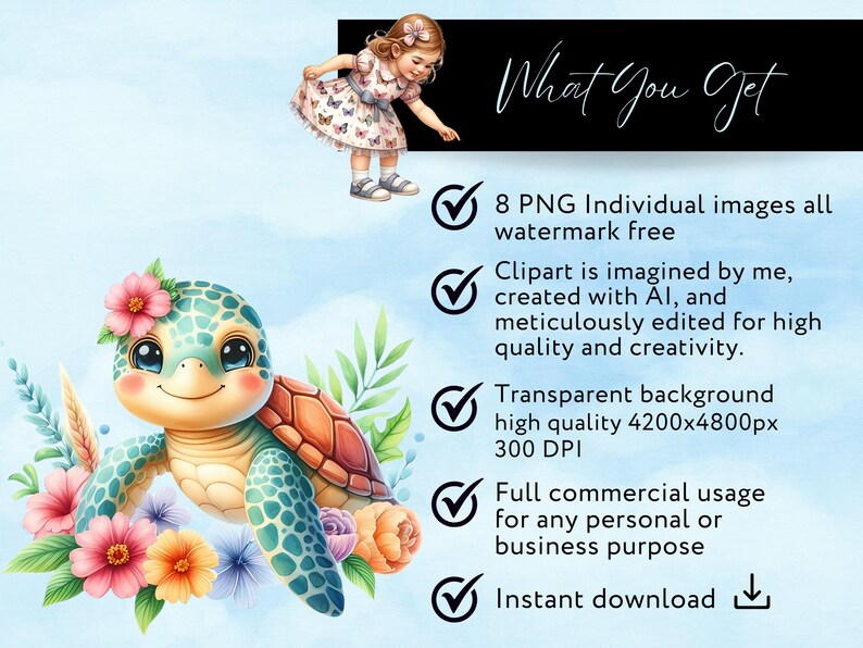 Cute Sea Turtles Clipart Bundle, Nursery Sea Turtles, High Quality Pngs ...