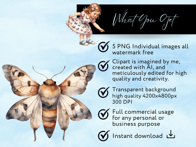 Watercolor Moth Clipart Bundle: Luna Moth PNG (digital Download) - Etsy