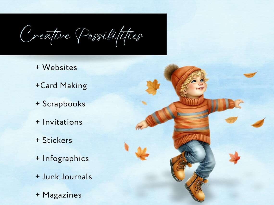 Autumn Children Clipart Bundle, Cute Fall Babies, High Quality Pngs ...