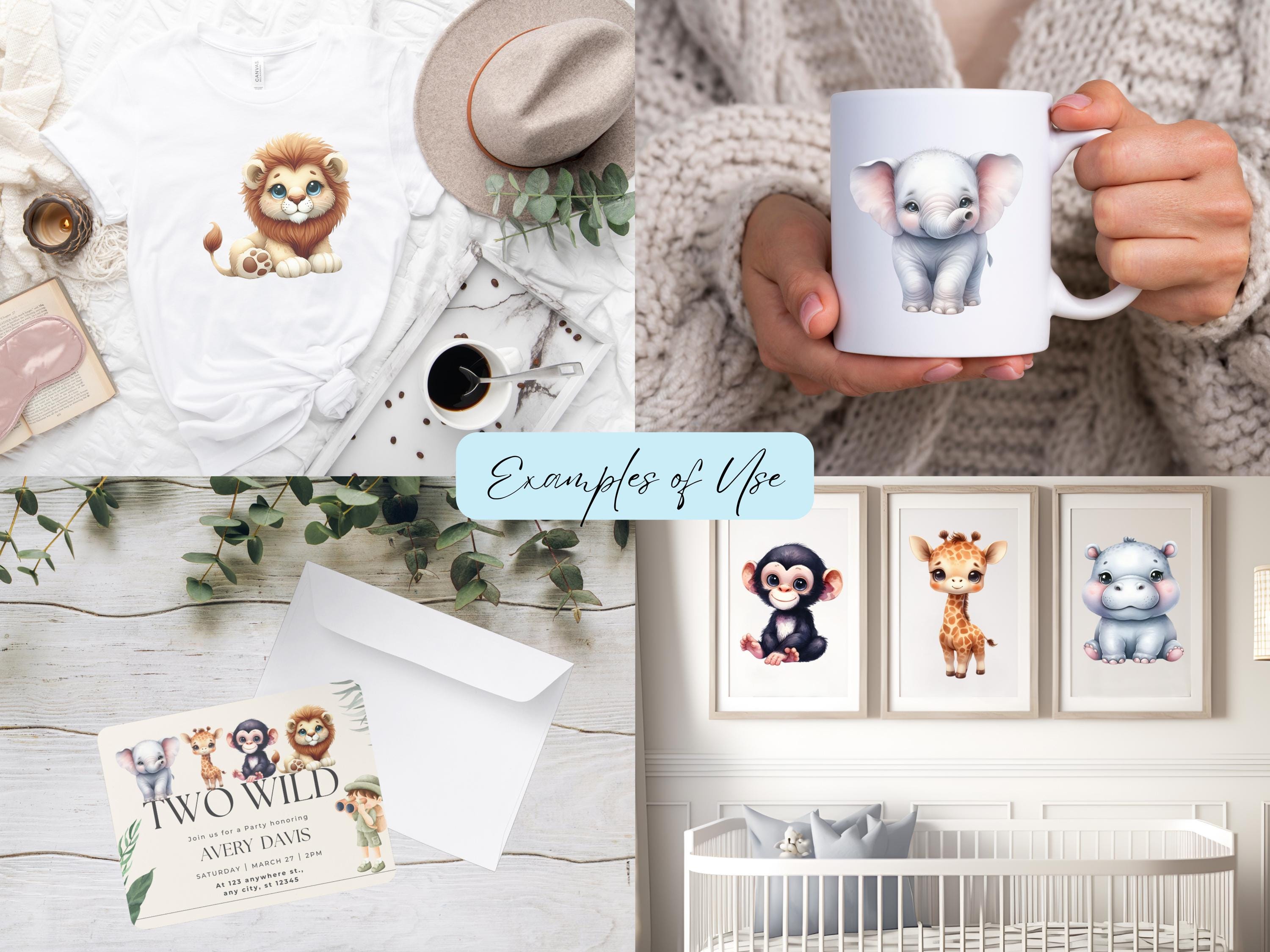 Baby Safari Animals Clipart Bundle, Cute Baby African Animals Digital ...