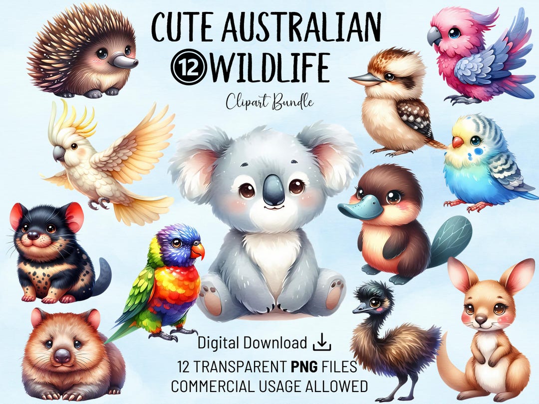 Australian Wildlife Clipart Bundle: Nursery Animals (digital Download ...