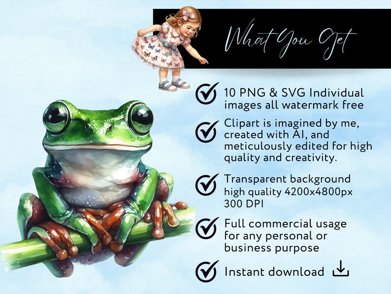 Watercolor Tree Frog Clipart Bundle: PNG & SVG Files (digital Download ...