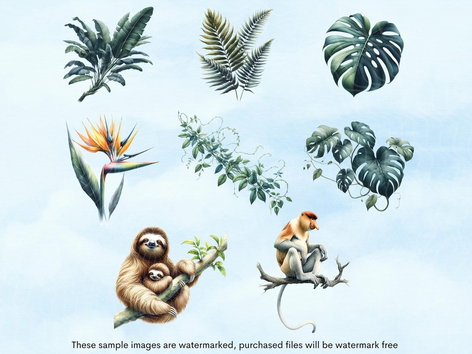 In the Jungle Clipart Bundle - Jungle Animals Instant Download PNG and ...