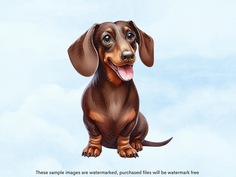 Chocolate Brown Dachshund Clipart Bundle: Watercolor Pngs (digital ...