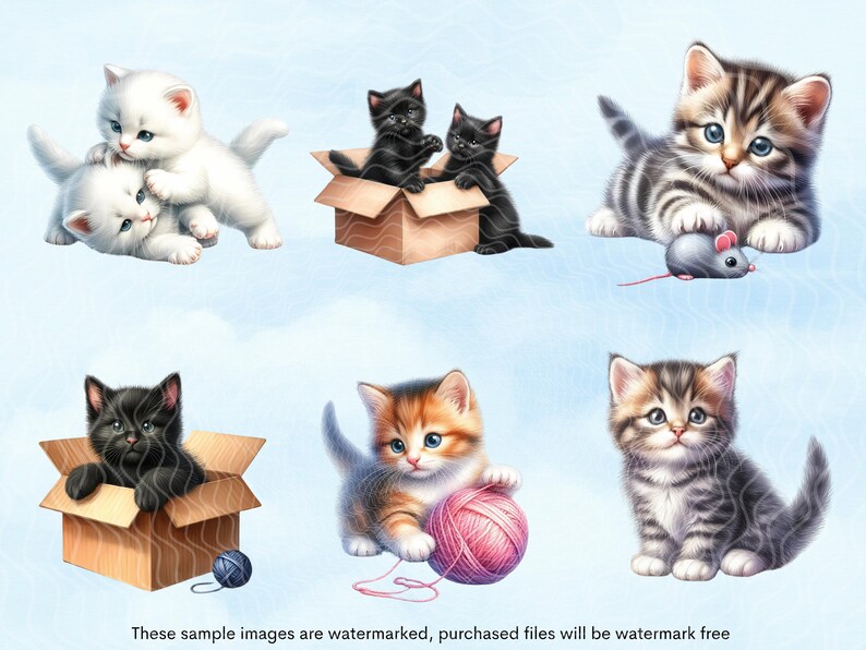 Cute Kittens Clipart Bundle, Kitten Love, High Quality Pngs, Printable ...
