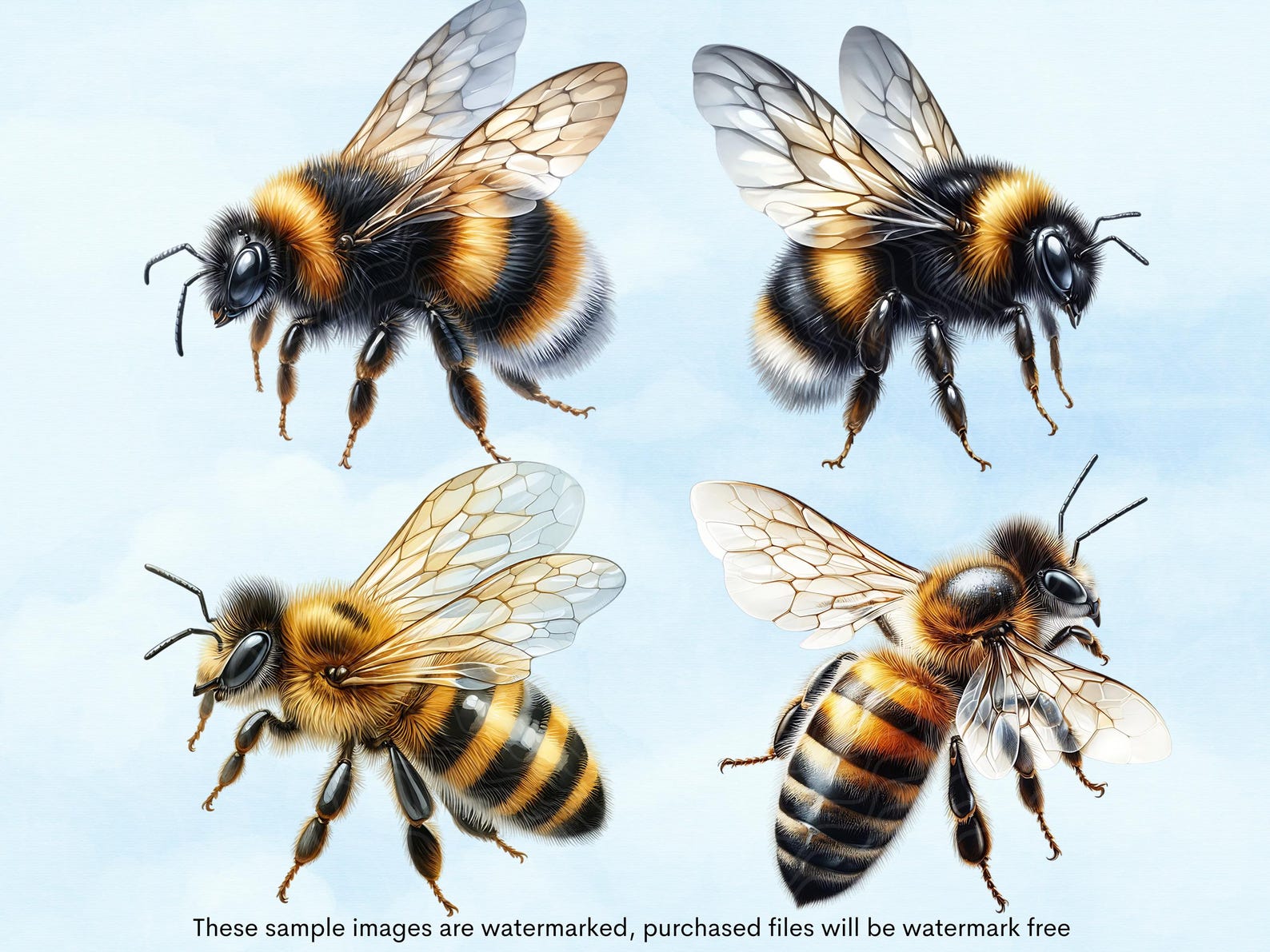 Bees Clipart Bundle: Honey Bees PNG & SVG Files (digital Download) - Etsy