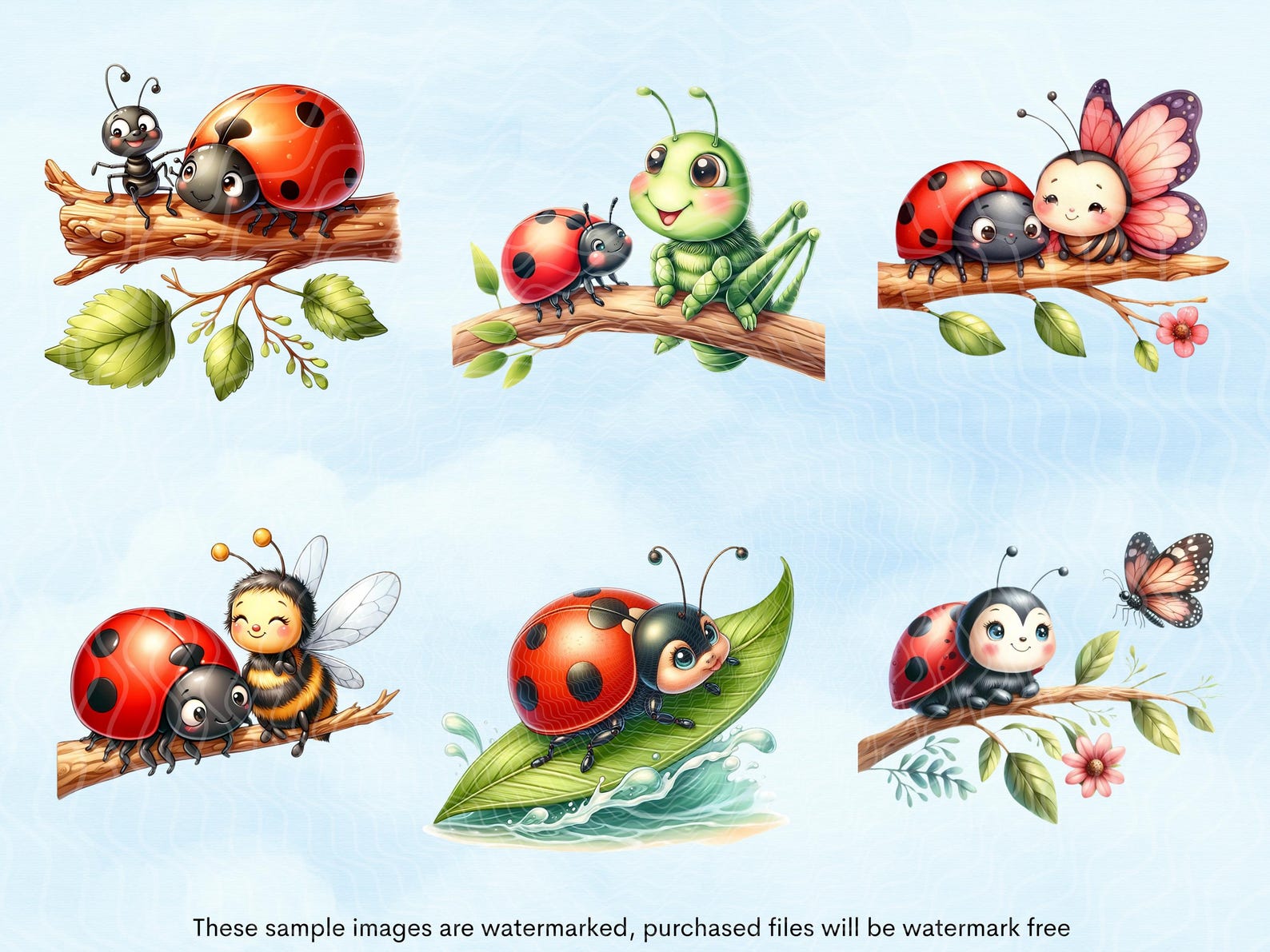 Cute Ladybugs Clipart Bundle, Colourful Nursery Ladybugs, High Quality ...