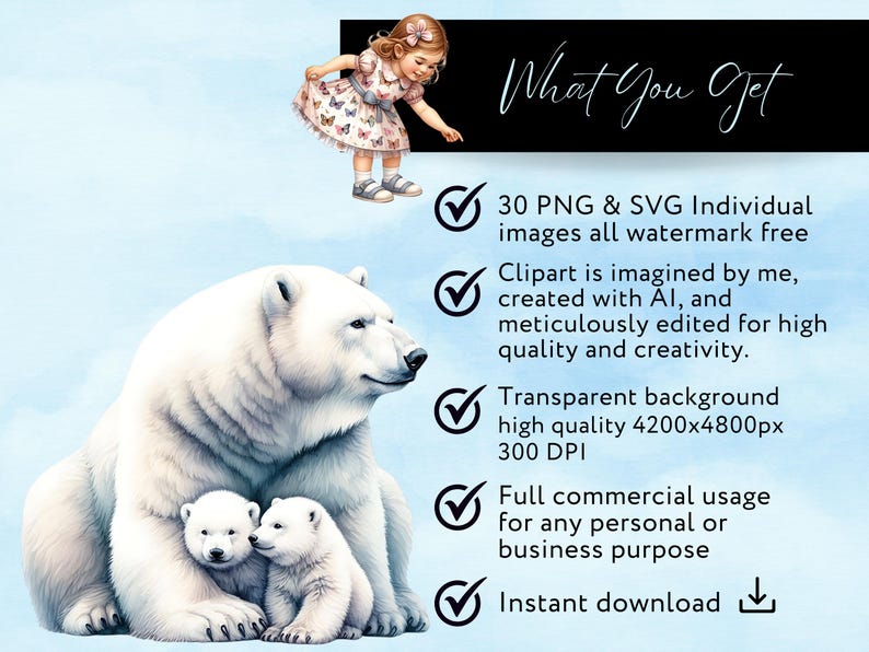 Polar Bear Clipart Bundle: Playful PNG & SVG Files (digital Download ...