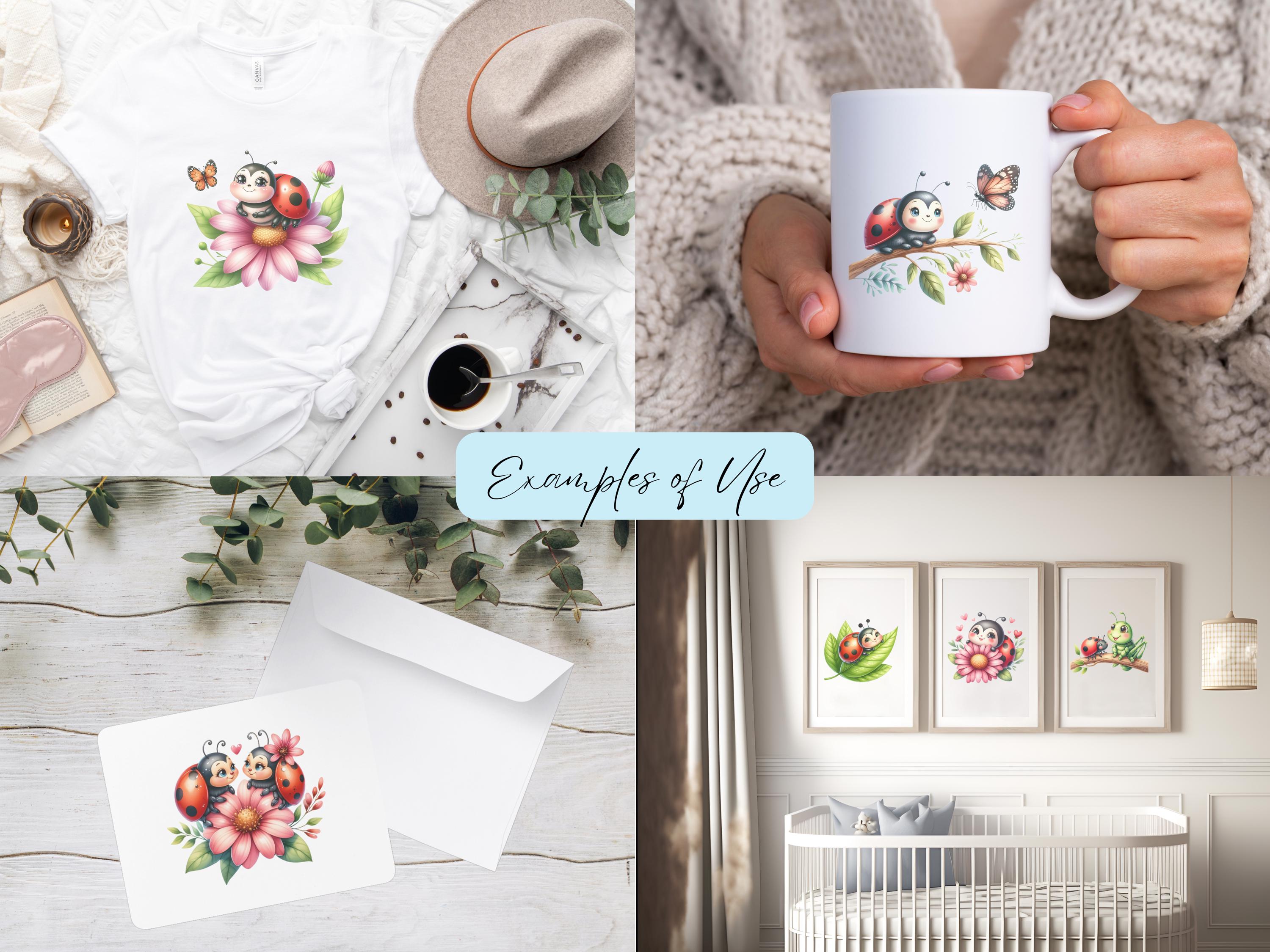 Cute Ladybugs Clipart Bundle, Colourful Nursery Ladybugs, High Quality ...