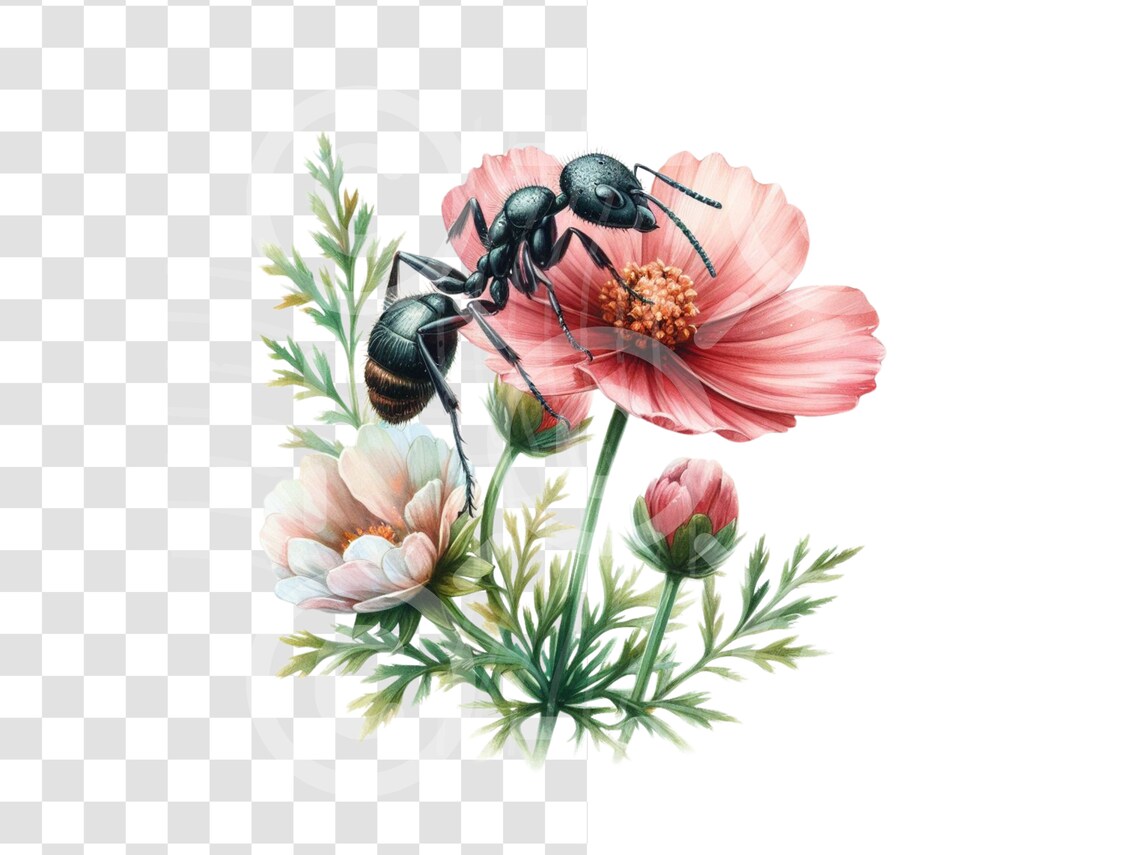 Watercolor Ant Clipart Bundle: Transparent PNG, Commercial Use (digital ...