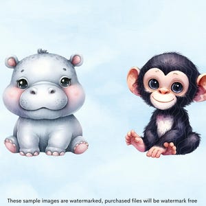 Baby Safari Animals Clipart Bundle, Cute Baby African Animals Digital ...