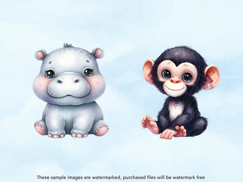 Baby Safari Animals Clipart Bundle, Cute Baby African Animals Digital ...