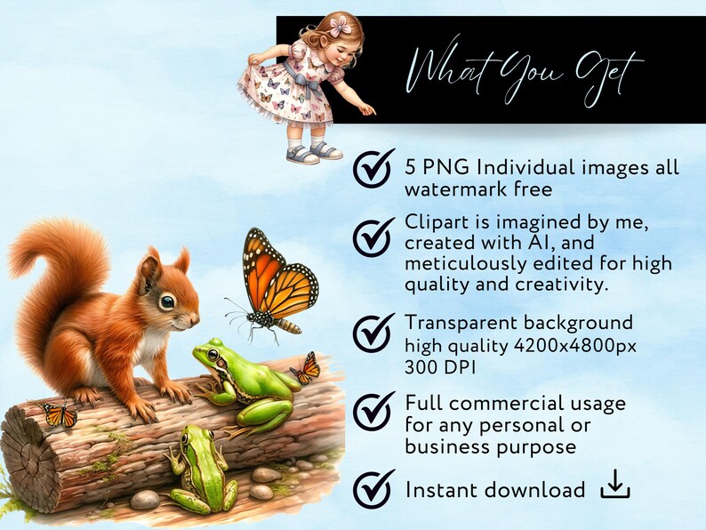 Watercolor Squirrel Clipart Bundle: Woodland Animals, Commercial Use ...