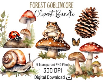 Toadstool Mushroom Clipart Bundle, Watercolor Commercial Use ...