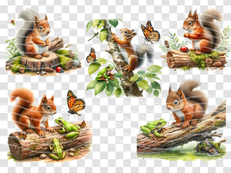 Woodland Baby Squirrel Clipart Bundle, Watercolor Commercial Use ...