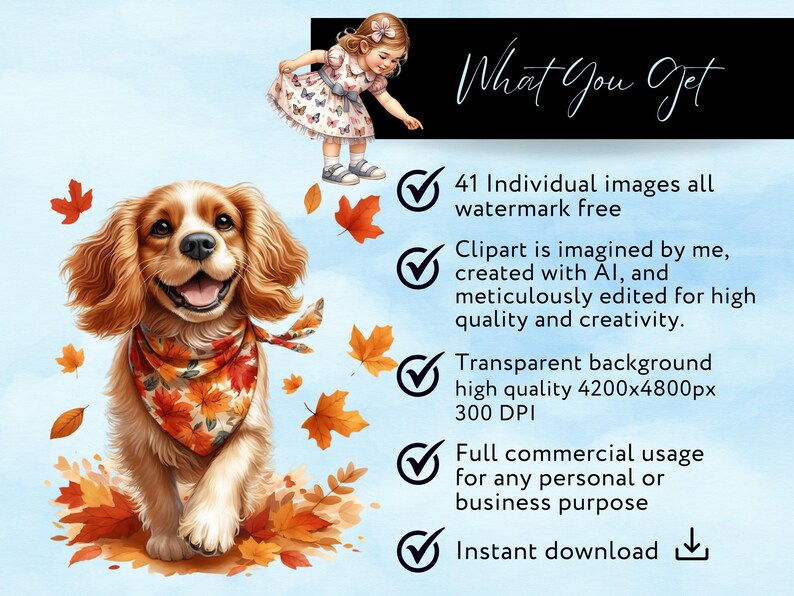 Autumn Dogs Clipart Bundle, 39 Dog Breeds Fall Designs, 41 High Quality ...