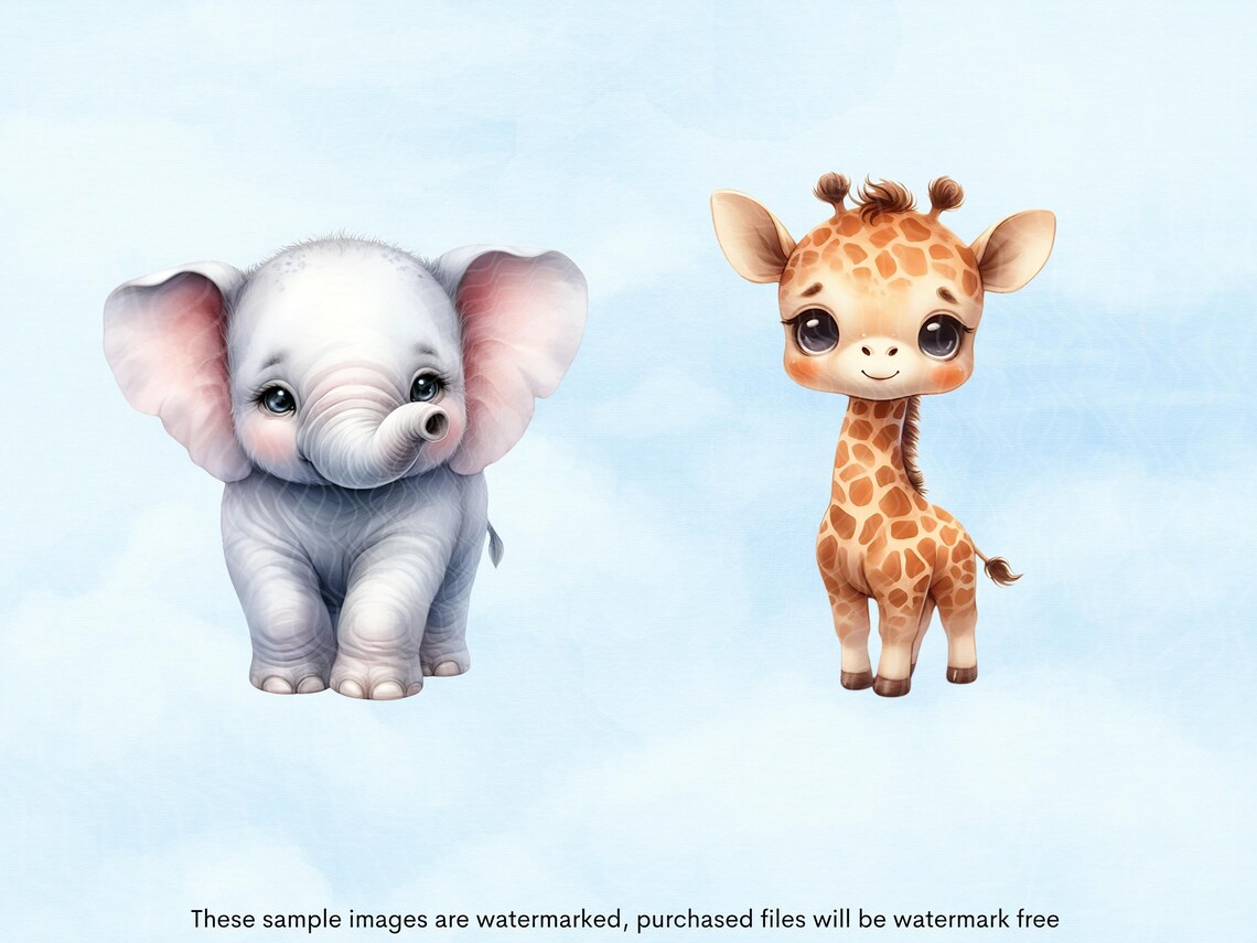 Baby Safari Animals Clipart Bundle, Cute Baby African Animals Digital ...