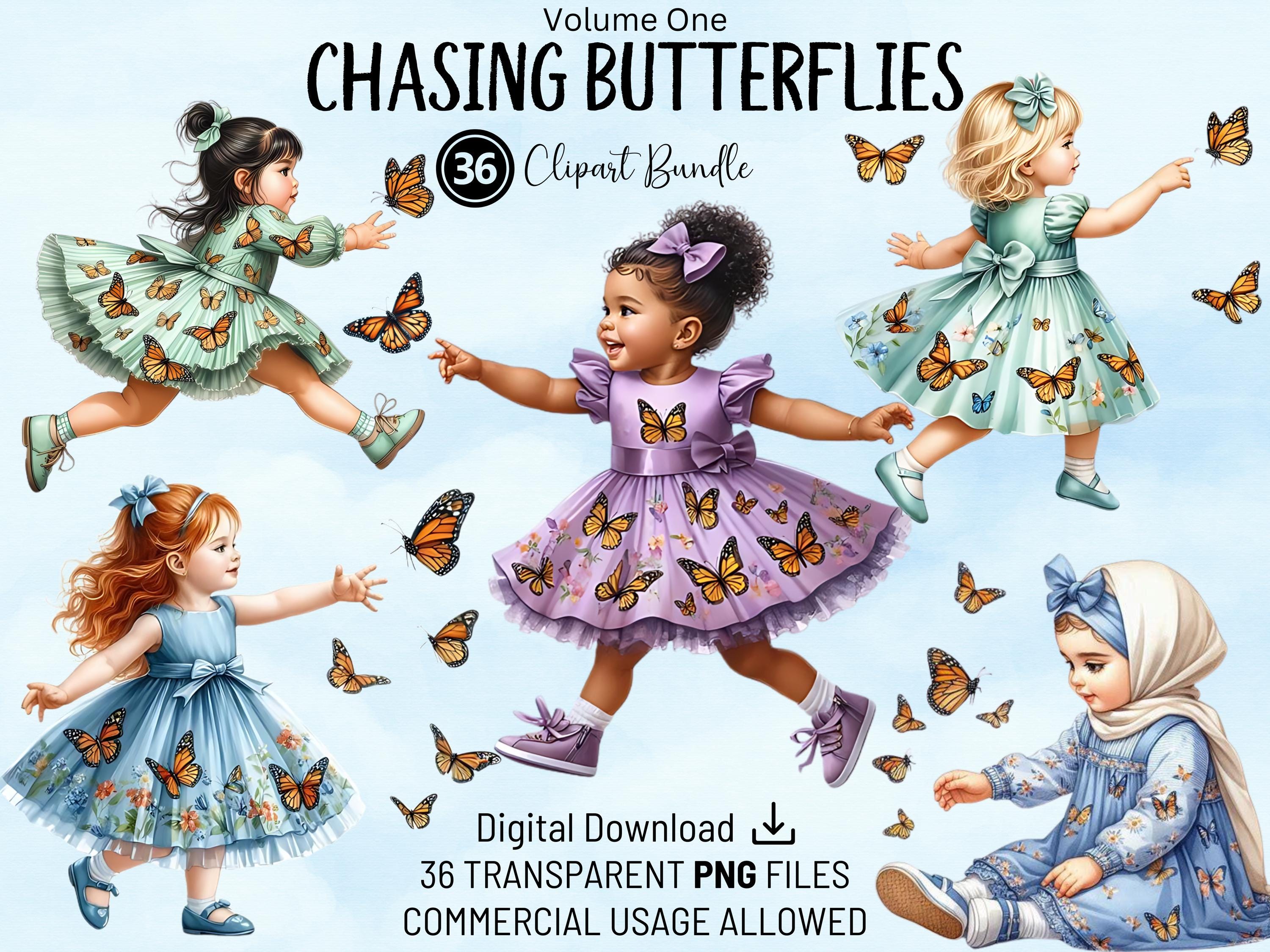 Butterfly Girls Clipart Bundle: Watercolor Pngs (digital Download) - Etsy