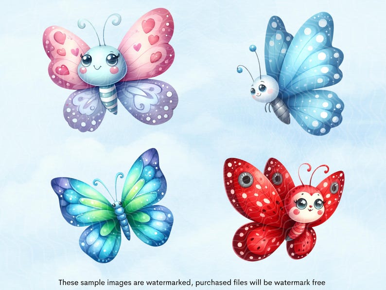 Cute Butterflies Clipart Bundle, Colourful Nursery Butterflies, High ...