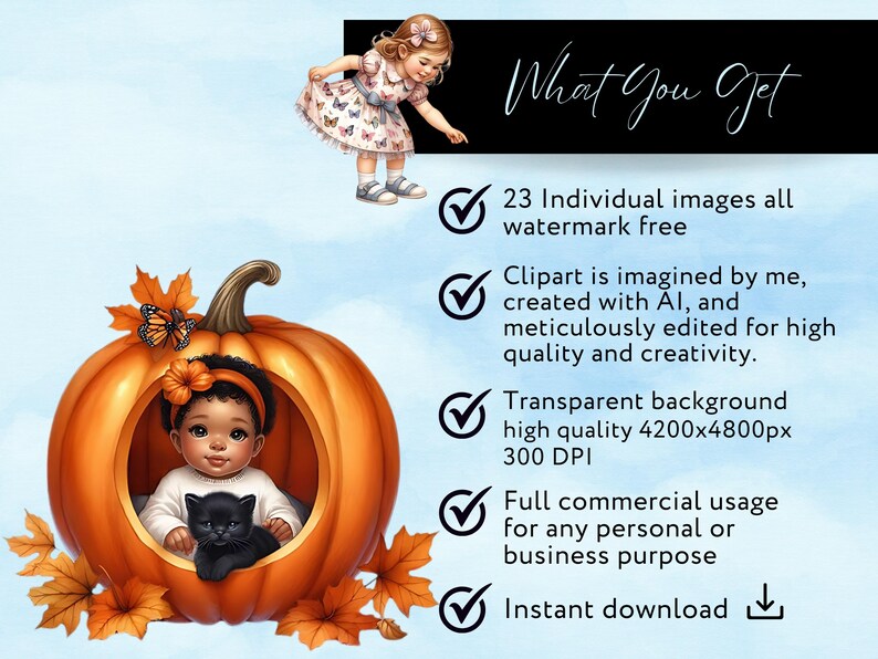 Autumn Children Clipart Bundle, Cute Fall Babies, High Quality Pngs ...