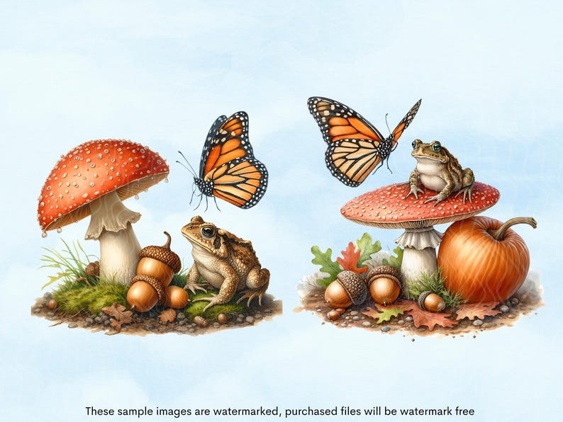 Woodland Goblincore Clipart: Watercolor Forest Creatures (PNG Digital ...
