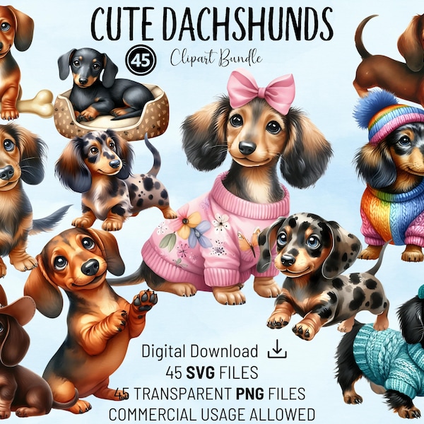 Dachshund Clipart - Etsy
