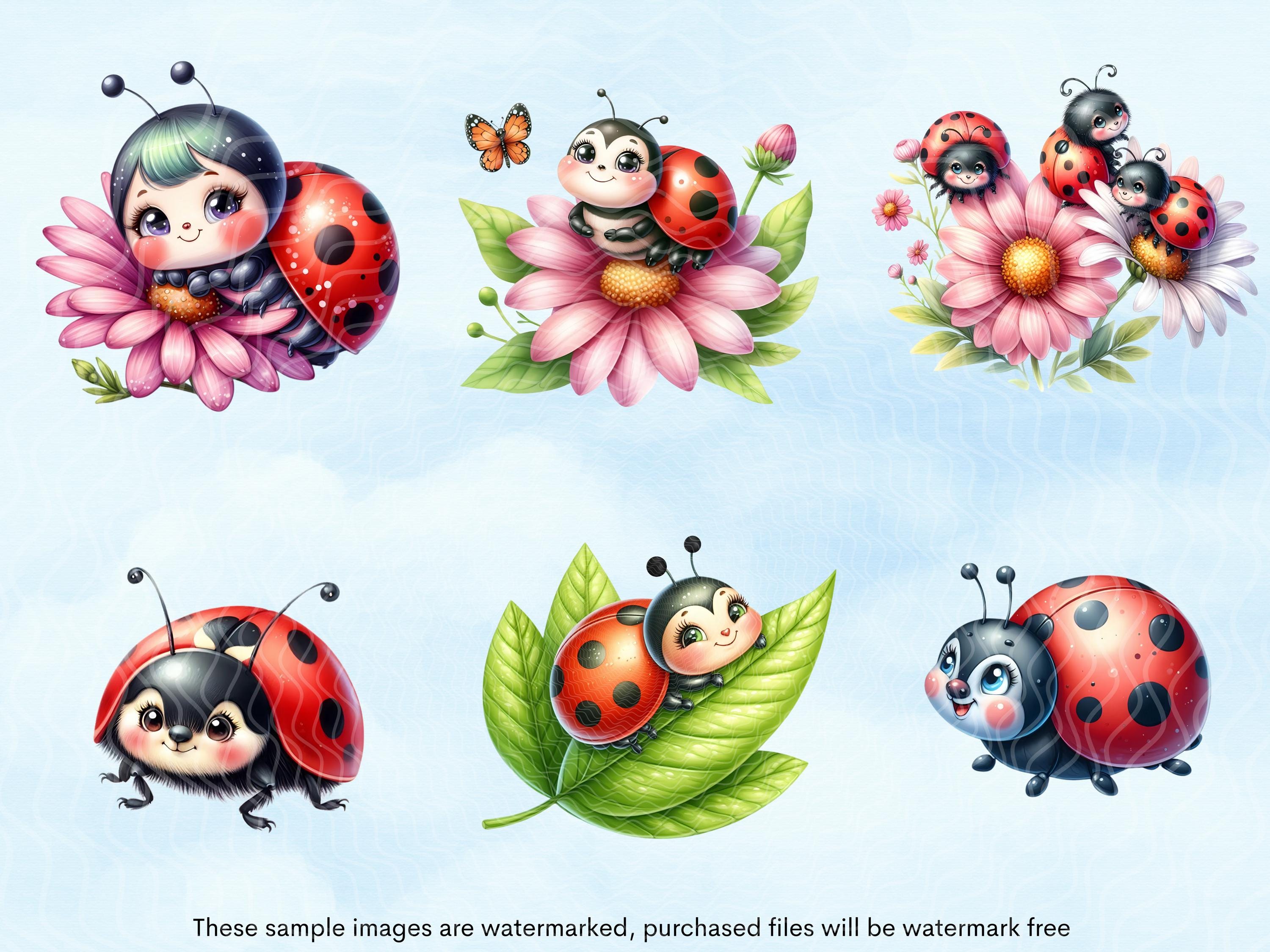 Cute Ladybugs Clipart Bundle, Colourful Nursery Ladybugs, High Quality ...