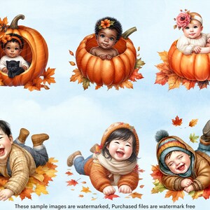 Autumn Children Clipart Bundle, Cute Fall Babies, High Quality Pngs ...