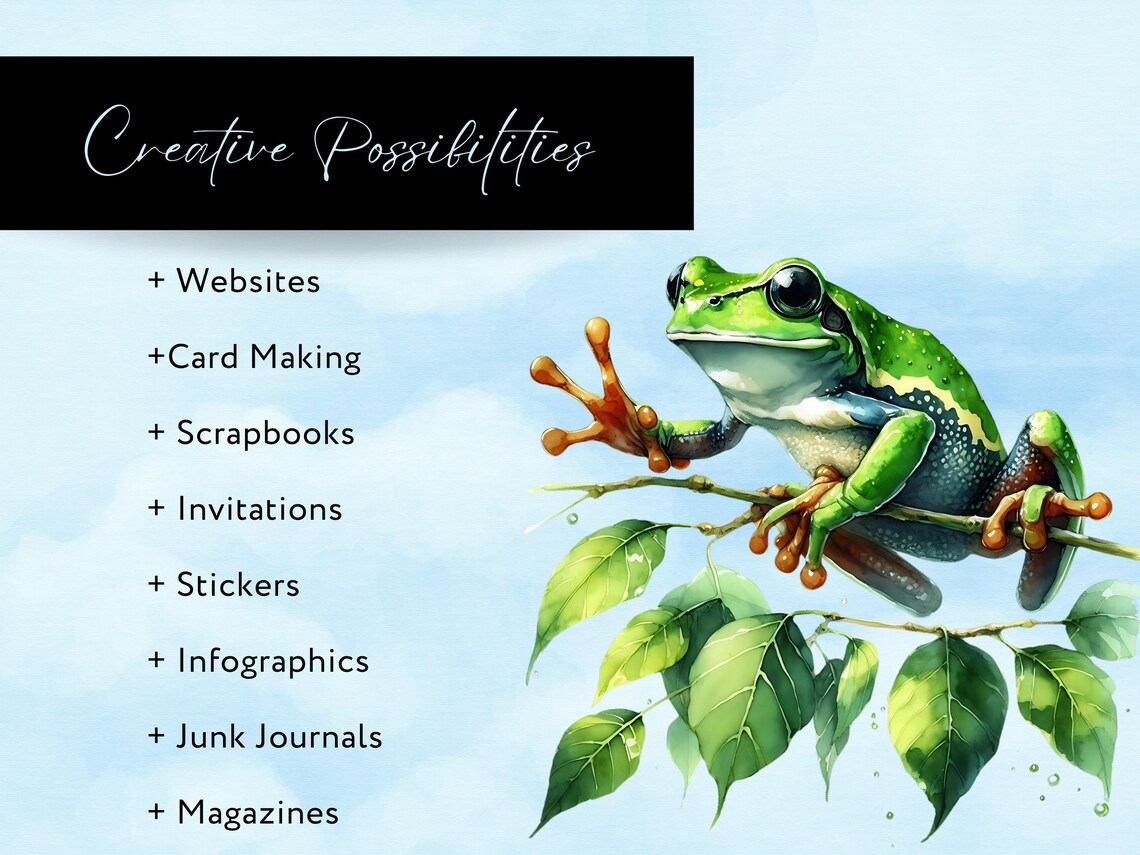 Watercolor Tree Frog Clipart Bundle: PNG & SVG Files (digital Download ...