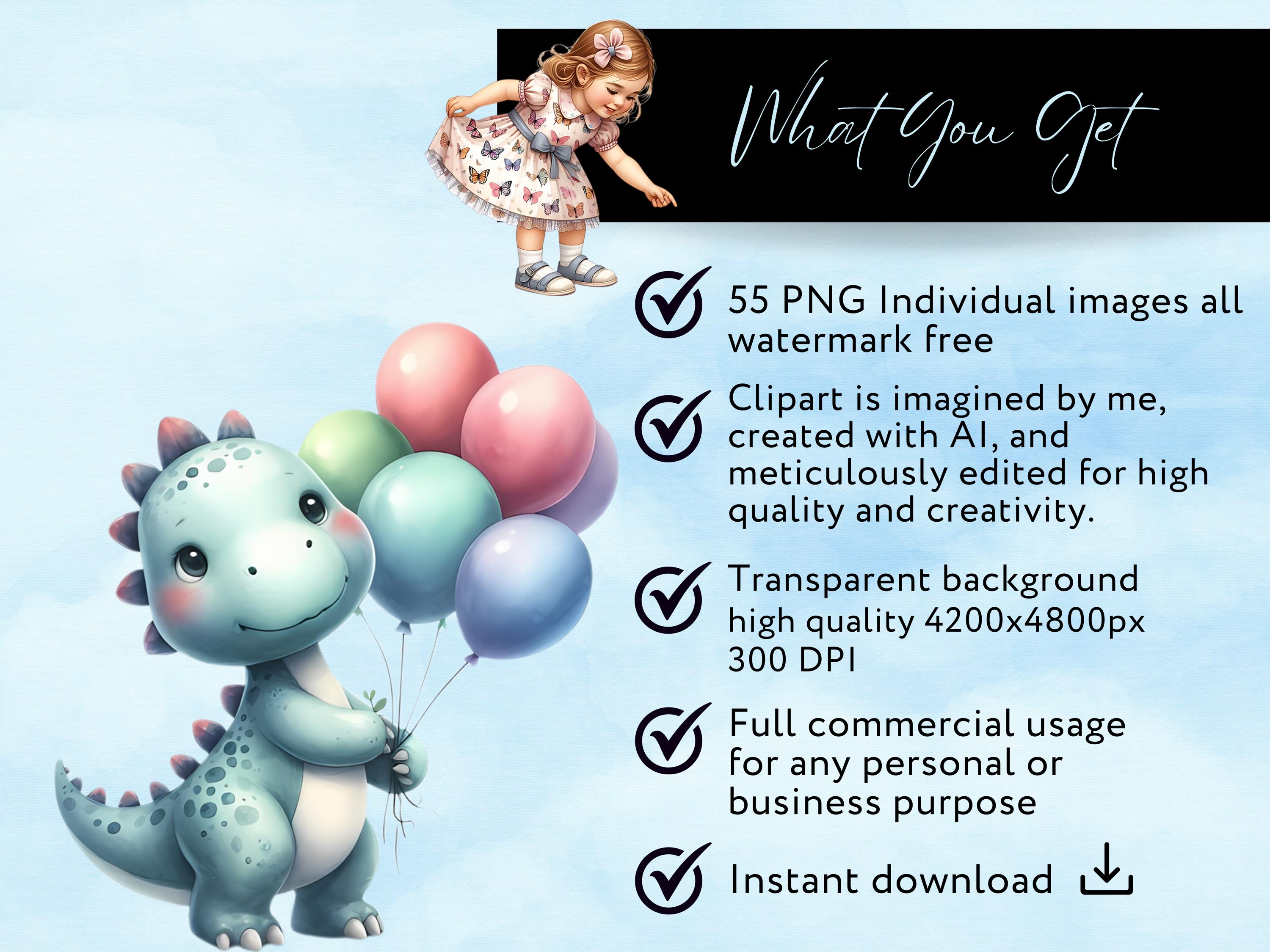 Cute Dinosaur Clipart Bundle, Baby Dinosaur, High Quality Pngs ...