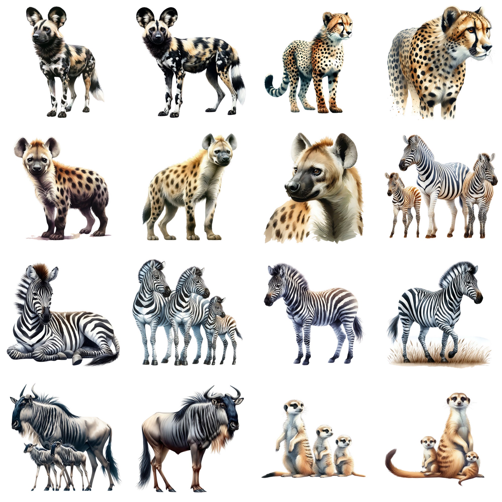 African Safari Clipart Bundle African Animals Instant Download PNG and ...