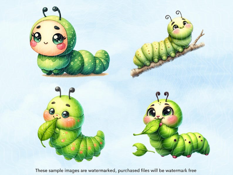 Cute Caterpillar Clipart Bundle, Colourful Nursery Caterpillar, High ...