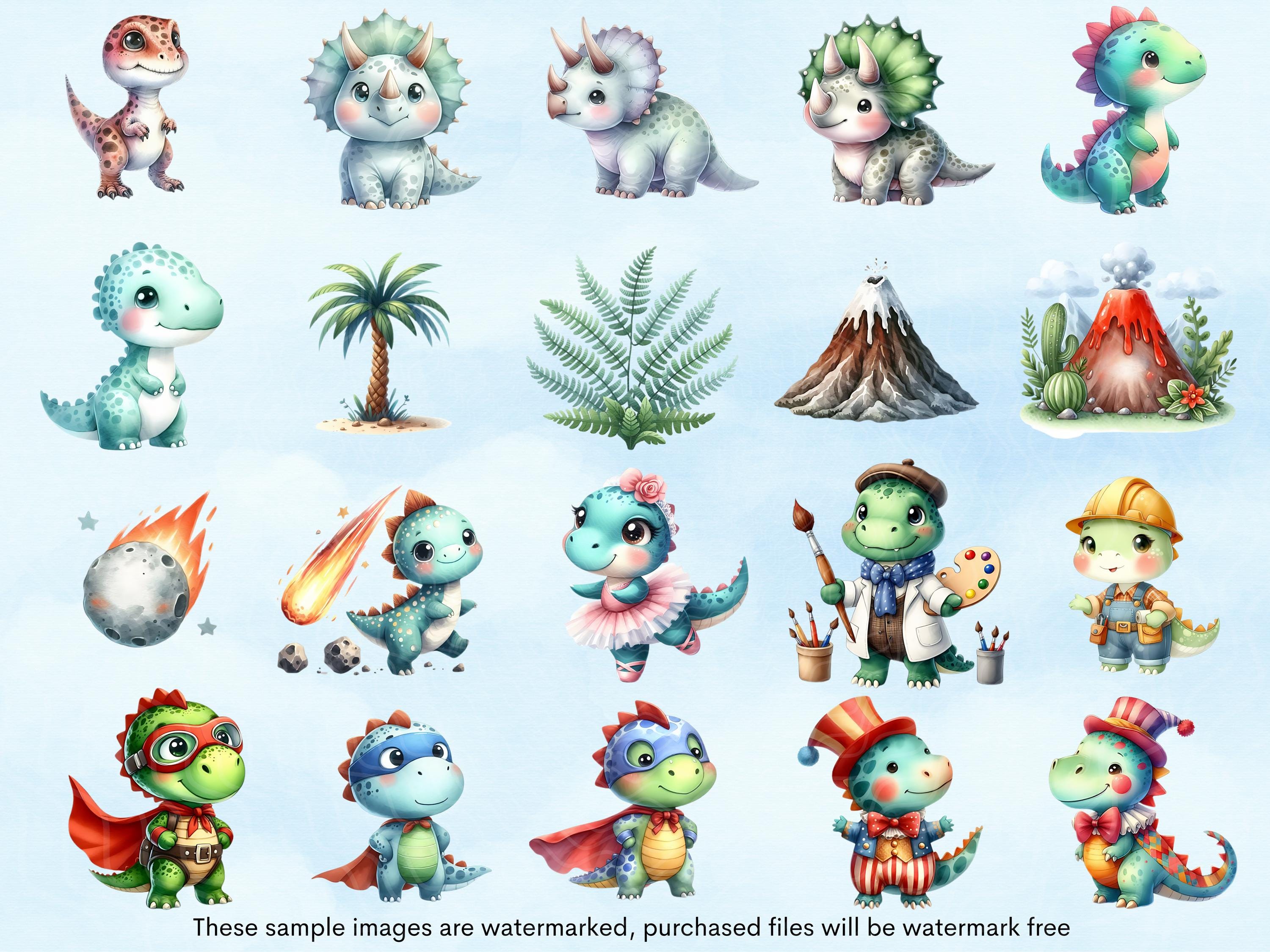 Cute Dinosaur Clipart Bundle, Baby Dinosaur, High Quality Pngs ...