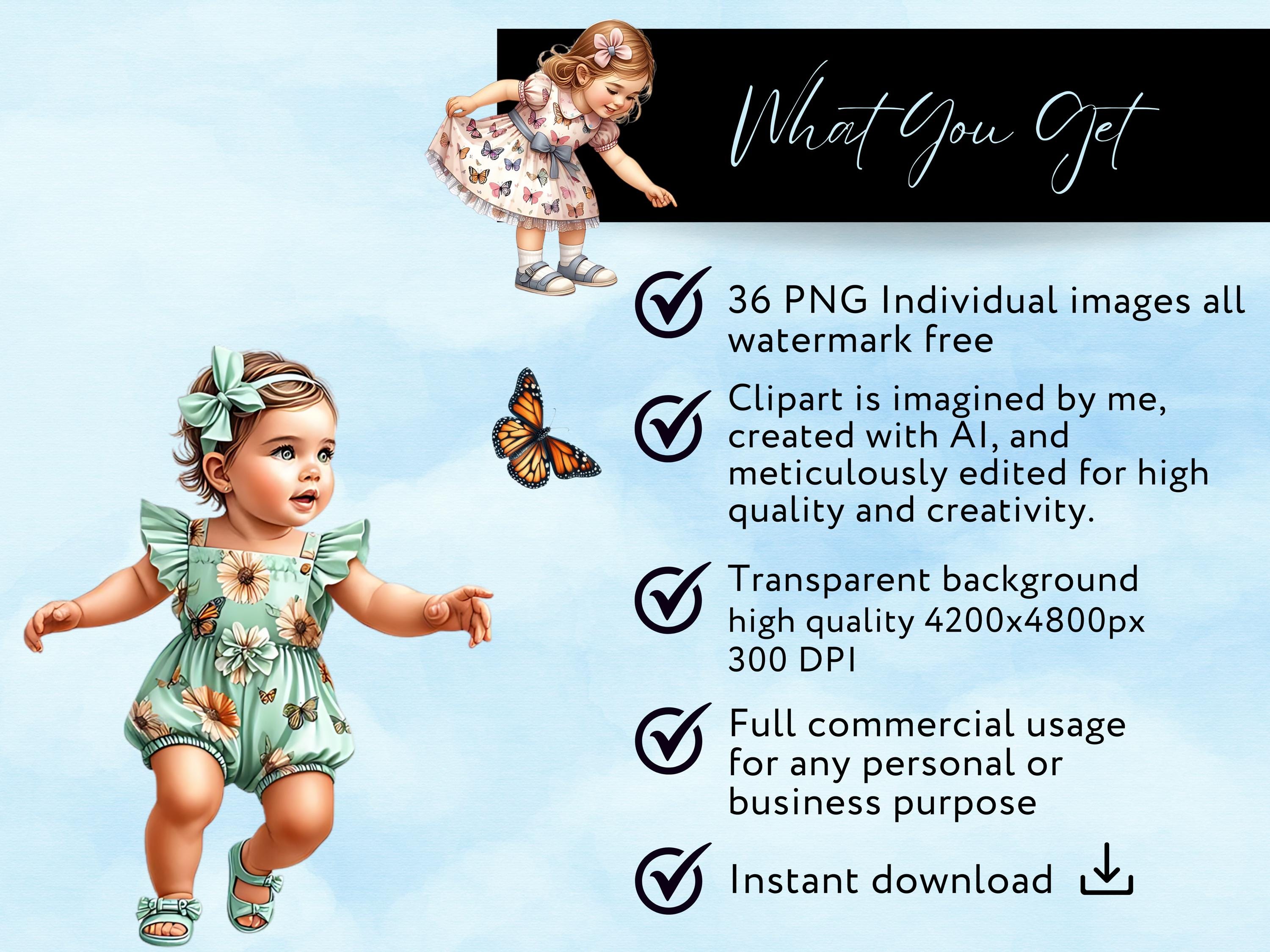 Butterfly Girls Clipart Bundle: Watercolor Pngs (digital Download) - Etsy