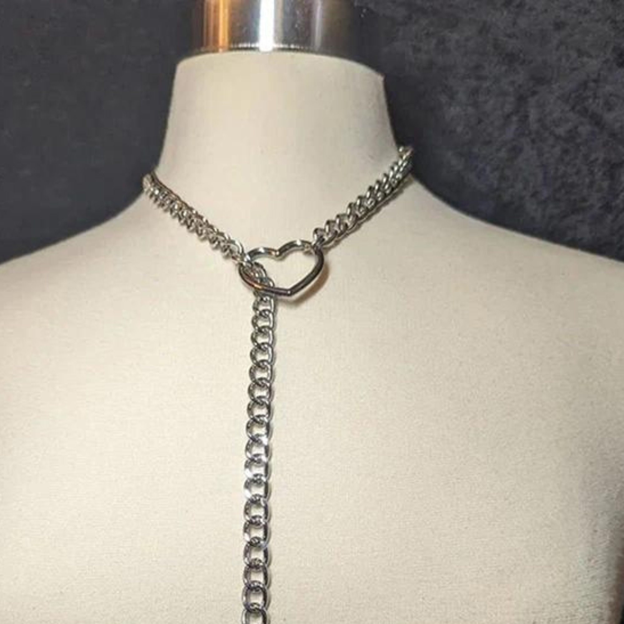 Heart & O-ring Slip Chain Necklaces Trendy Chain Choker Handcrafted ...
