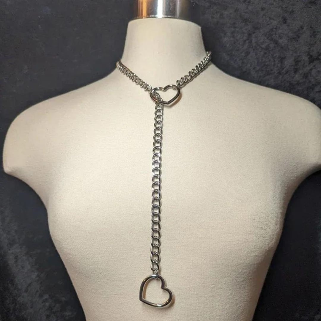 Heart & O-ring Slip Chain Necklaces Trendy Chain Choker Handcrafted ...