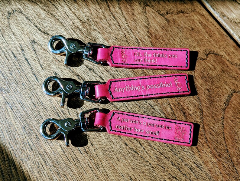 Engraved Leather Tag Keychain: Stitched, Customized, Personal Memento ...