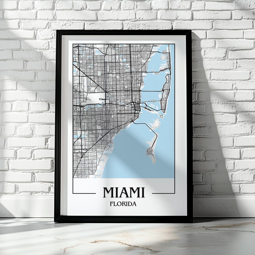 Miami Florida Map Print, Miami City Map Poster, Printable Map of Miami ...