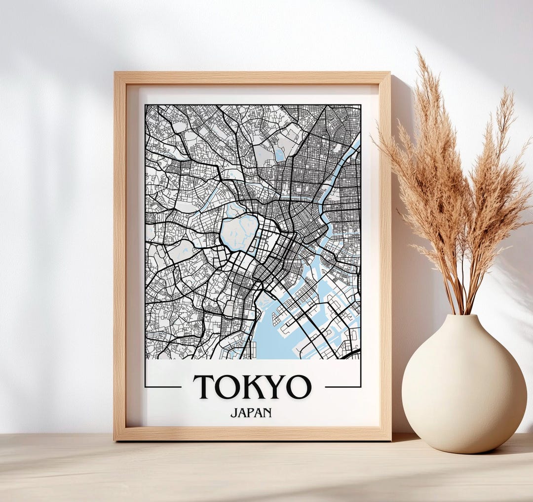 TOKYO Japan Map Print, Tokyo City Map Poster, Printable Map of Tokyo ...