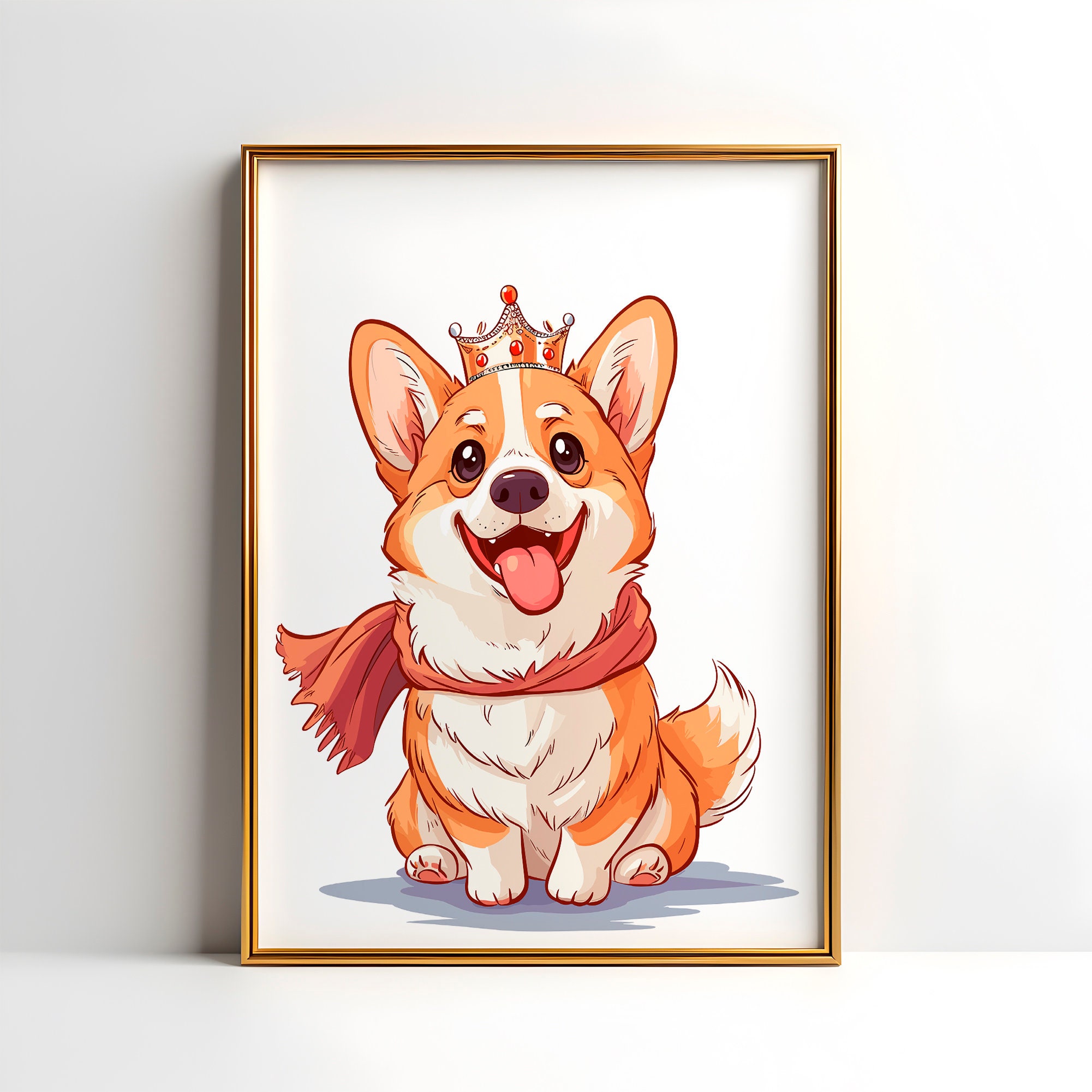 Corgi Print, Dog Portrait Poster, Kids Room Decor Digital, Dog Puppy ...