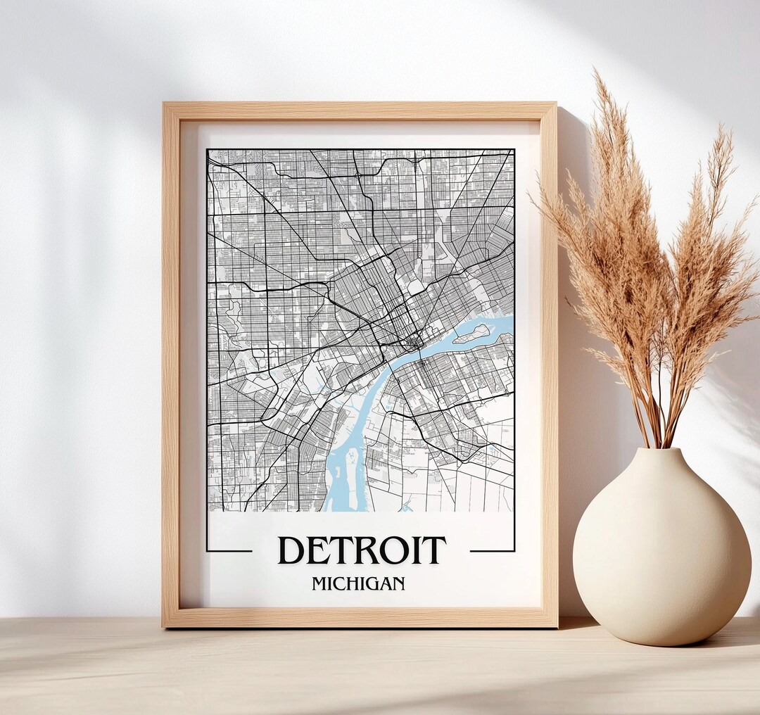 Detroit Michigan Map Print, Detroit City Map Poster, Printable Map of ...