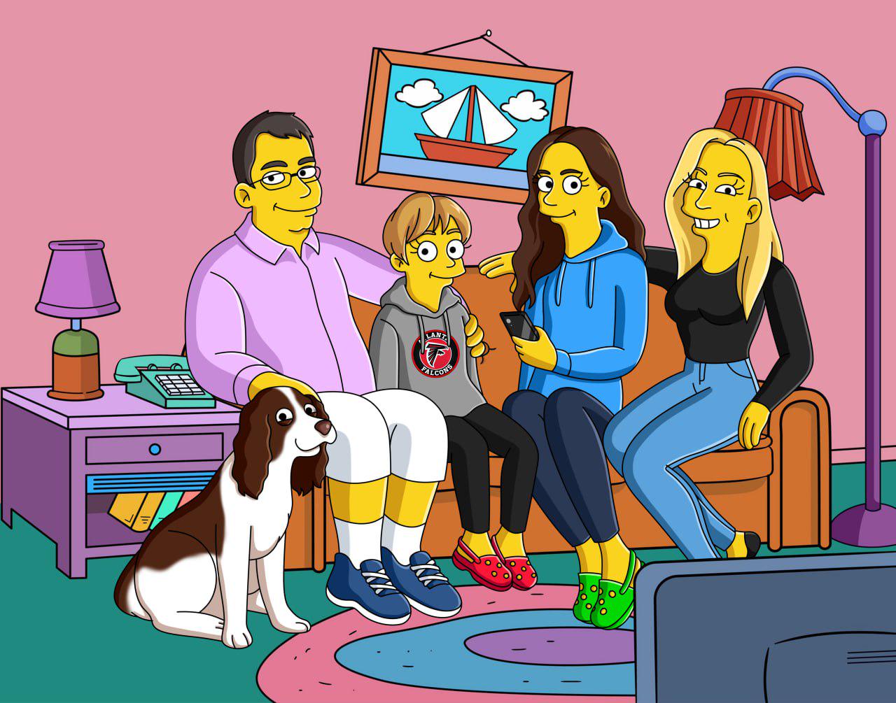 Personalized Simpsons Portrait, Family Cartoon Illustration, Custom ...