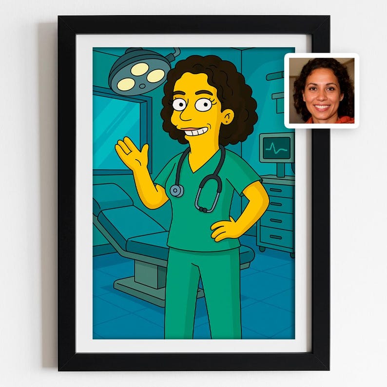 Male Surgeon Simpsons Style Portrait – Custom Yellow Cartoon From Photo ...