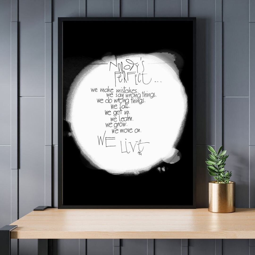 Nobody's Perfect Art Print Picture Calligraphy Art Poster Motivation ...