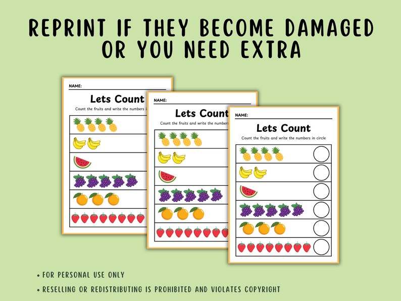 Counting Worksheet for Preschool Math, Number Recognition Printable ...