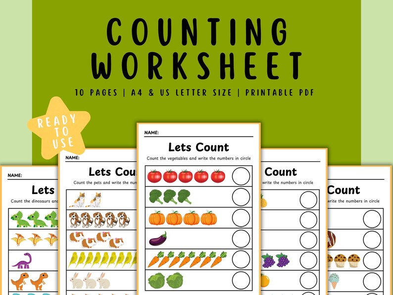 Counting Worksheet for Preschool Math, Number Recognition Printable ...