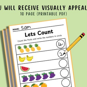 Counting Worksheet for Preschool Math, Number Recognition Printable ...